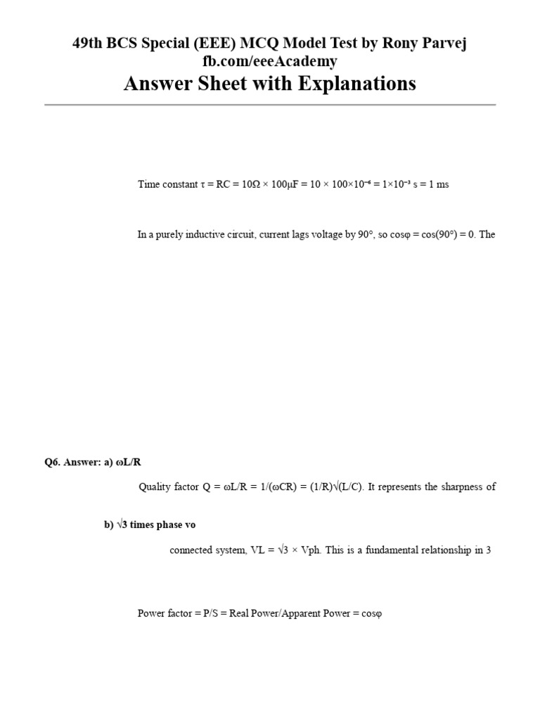 49th BCS EEE MCQ Model Test Guide | PDF | Orthogonal Frequency Division ...