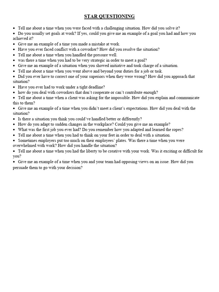 Star Questioning | PDF