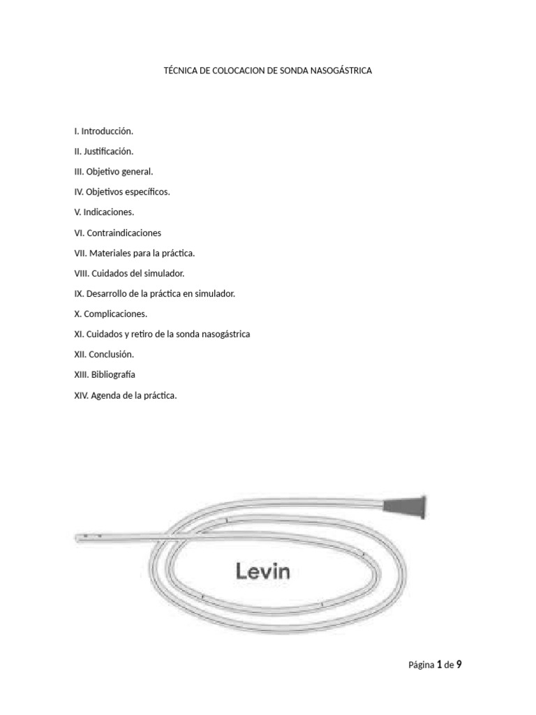 Colocación de Sonda Nasogástrica: Guía Práctica | PDF | Medicina CLINICA