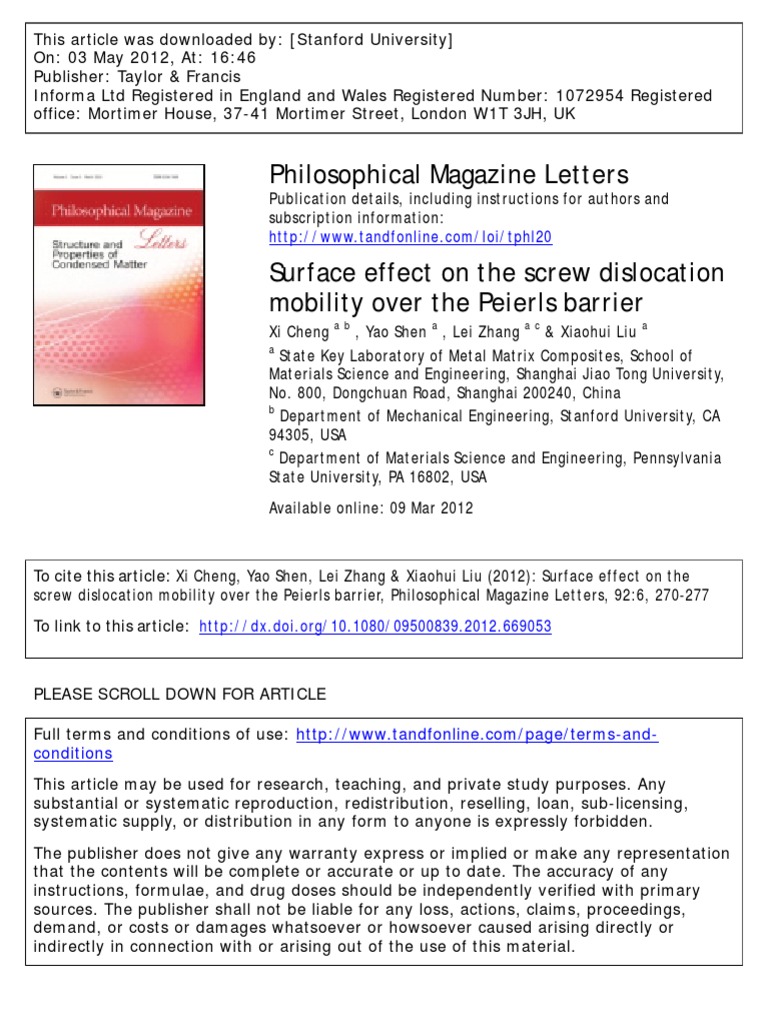 Cheng Et Al PML 2012 | PDF | Dislocation | Elasticity (Physics)