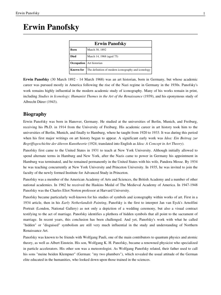 Erwin Panofsky: A Foundational Figure in the Development of Iconography ...