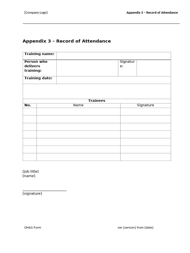 05.3 Appendix 3 Record of Attendance | PDF