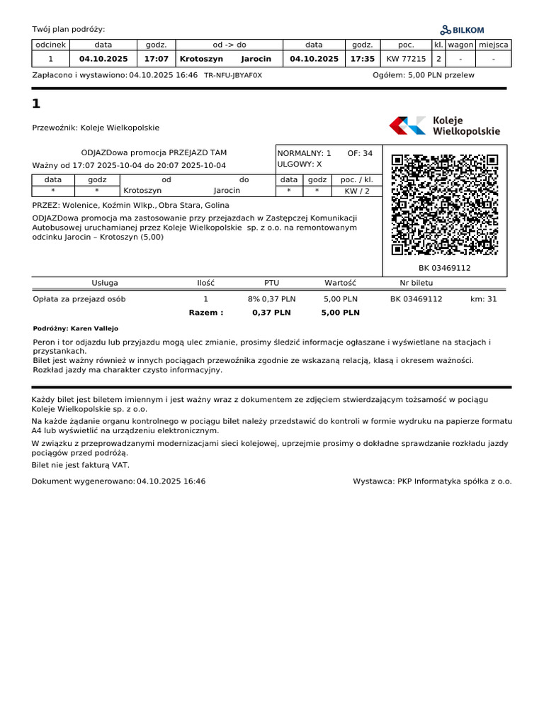 Bilkom Bilet Internetowy 247f6743 913c 4d82 B9a1 c6c8bb907c89 | PDF