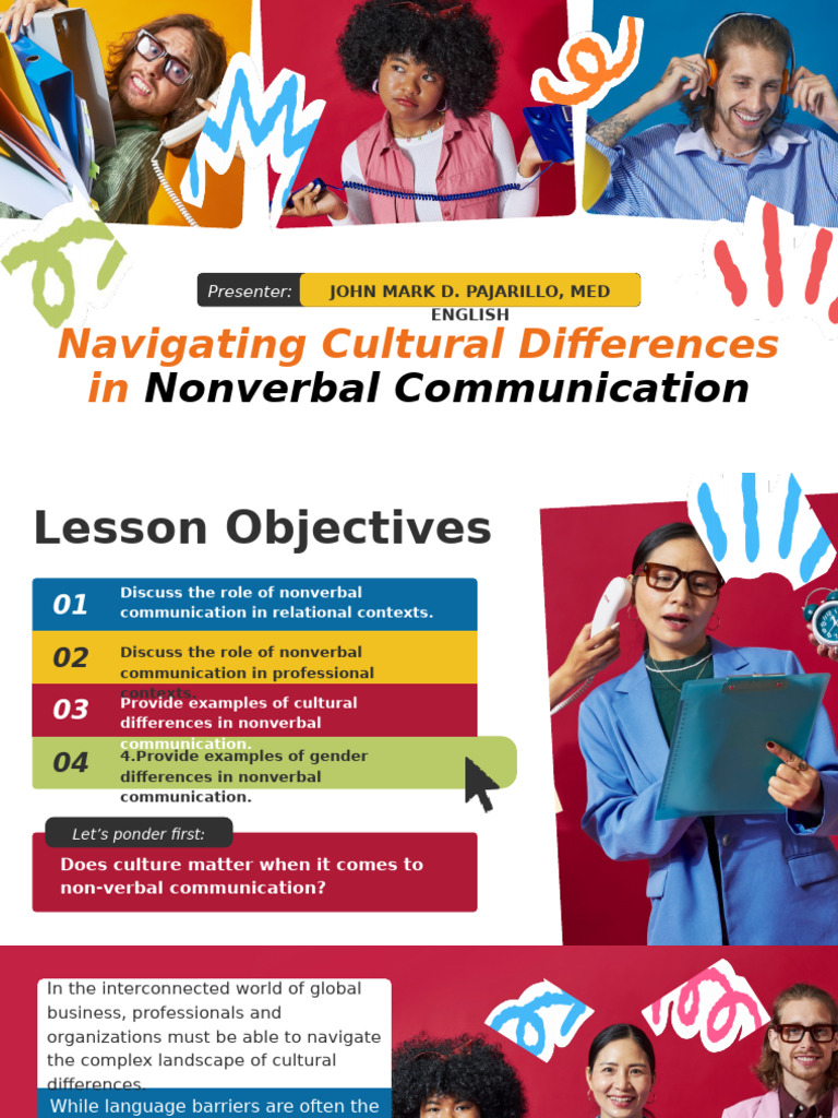 PAJARILLO, JOHN MARK D. Navigating Cultural Differences in Nonverbal Communication | PDF ...