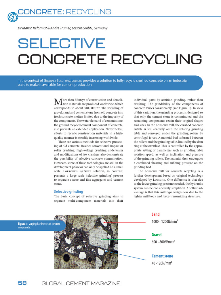 Selective Concrete Recycling Process | PDF | Mill (Grinding) | Concrete