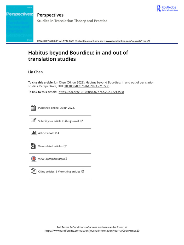 Habitus Beyond Bourdieu in and Out of Translation Studies | PDF ...