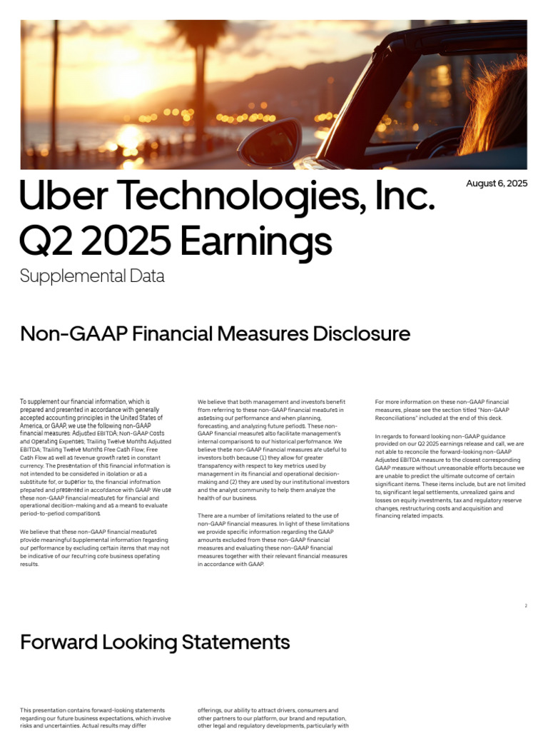 Uber Q2 2025 Earnings Overview | PDF | Equity (Finance) | Balance Sheet