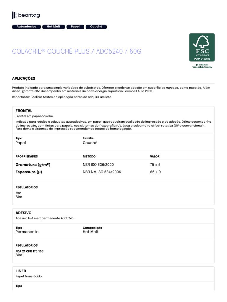 Adesivo Hot Melt para Papel Couchê | PDF | Temperatura