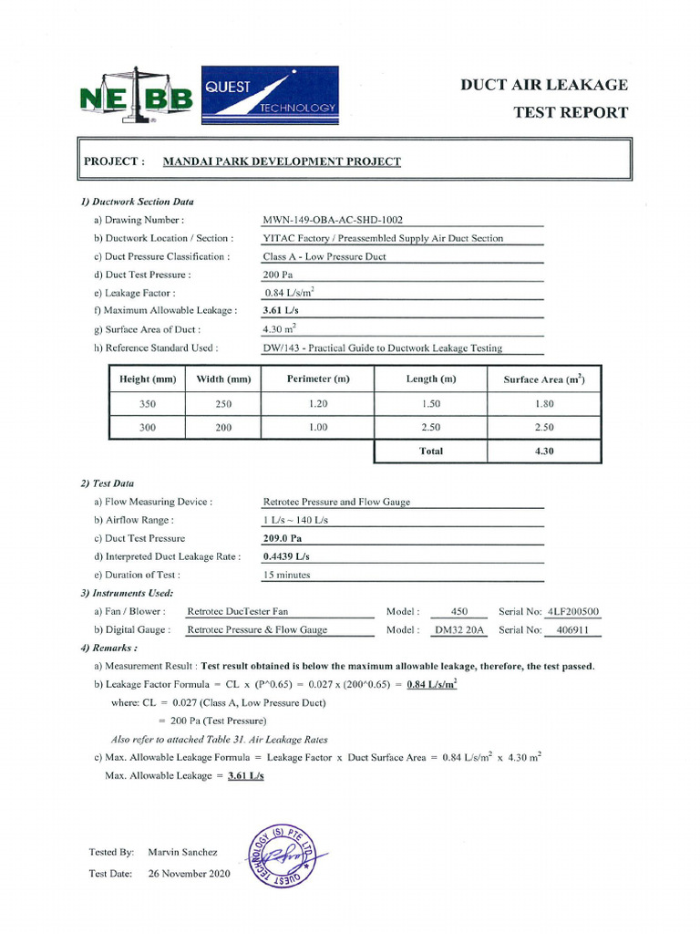 Duct Leak Test Kingspan | PDF