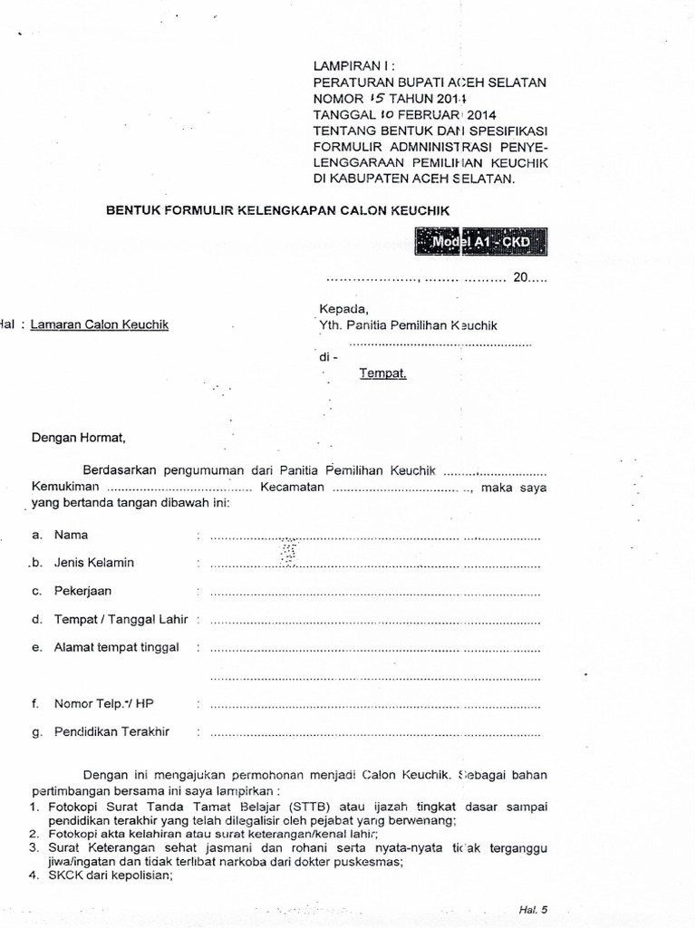 Perbup Aceh Selatan No 15 Tahun 2014 Tentang Bentuk Dan Spesifikasi ...