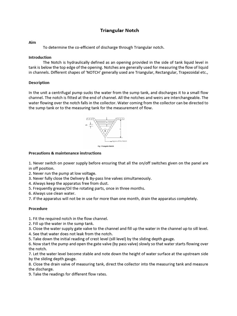 7.triangular Notch | PDF | Pump | Discharge (Hydrology)