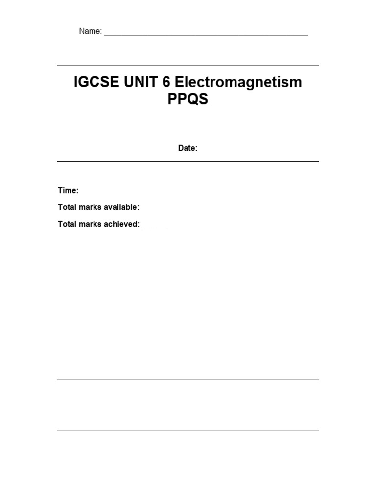 IGCSE UNIT 6 Electromagnetism Revision PPQS PART 1 | PDF | Magnetic ...