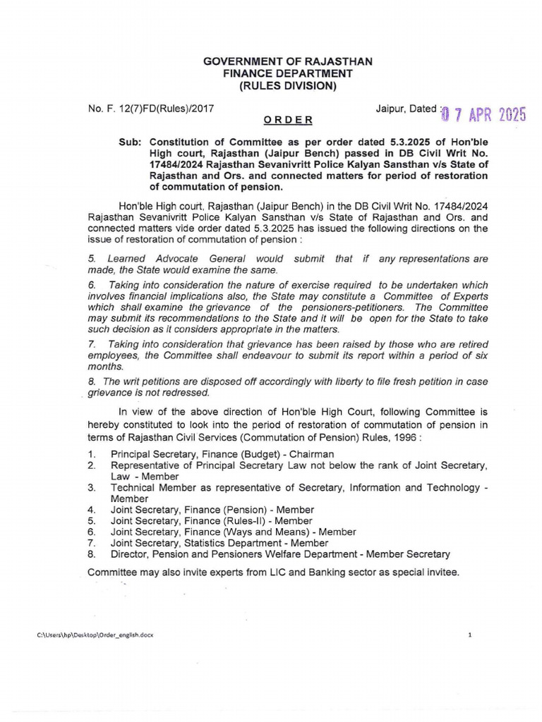 Restoration of Commutation | PDF | Government