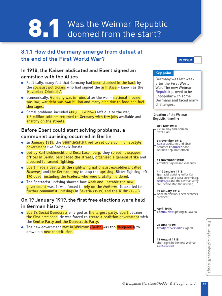 IGCSE History Revision Depth Study | PDF | Weimar Republic | Young Plan