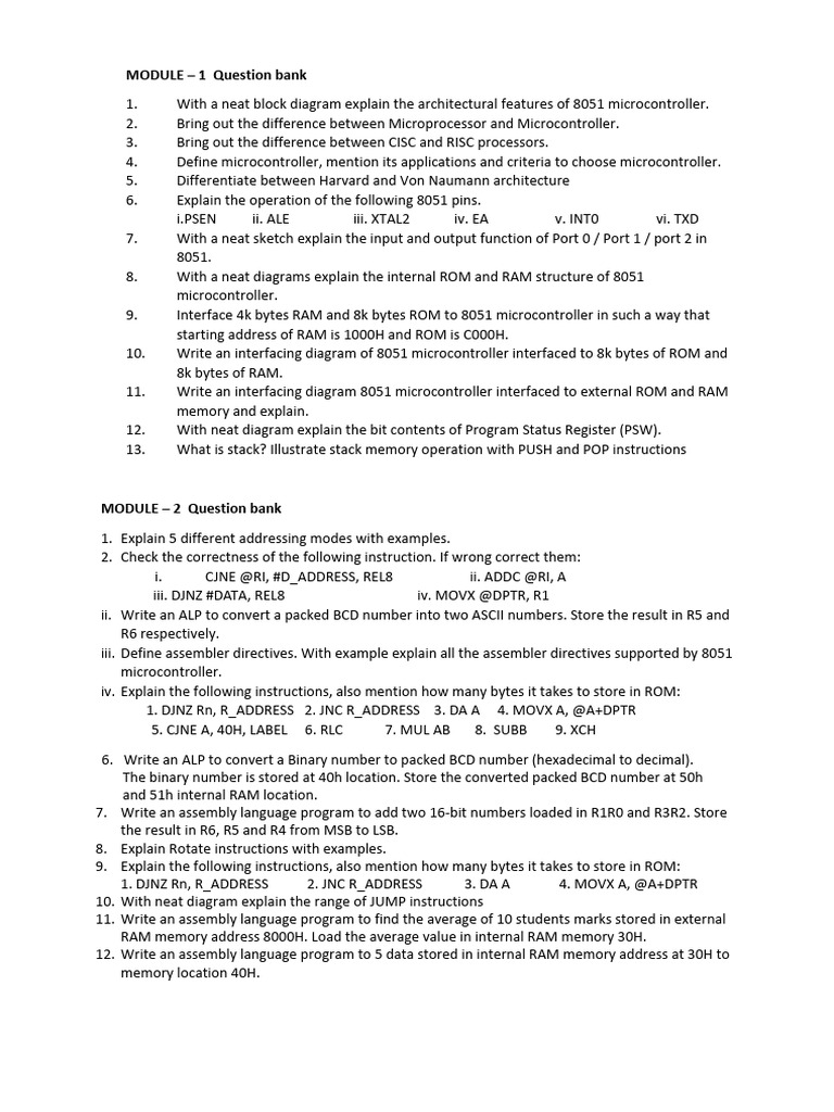 QB Mod 1 To 5 | PDF | Microcontroller | Office Equipment