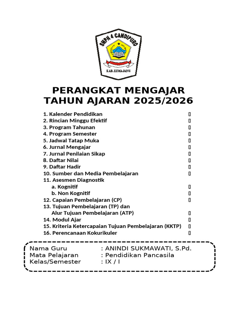 Cover Perangkat Mengajar (Kumer) | PDF