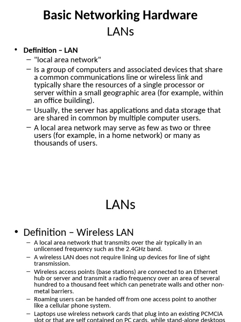 Basic Networking Hardware | PDF | Computer Network | Network Topology