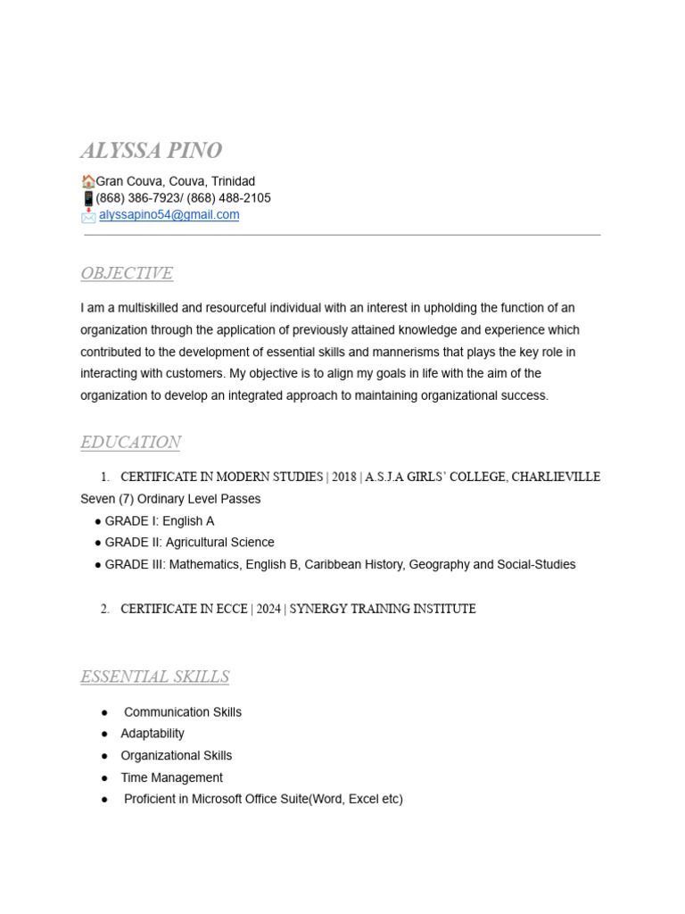 Alyssa Pino's Resume | PDF