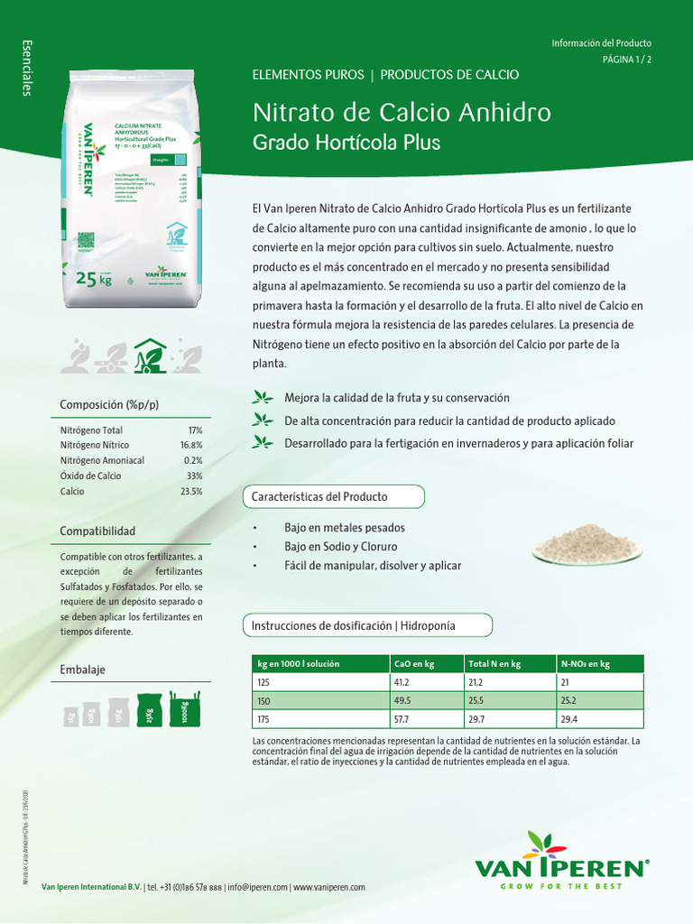 VII LFT ES UR Calcium Nitrate Anhydrous HG Plus 23-6-2020 1486 | PDF ...