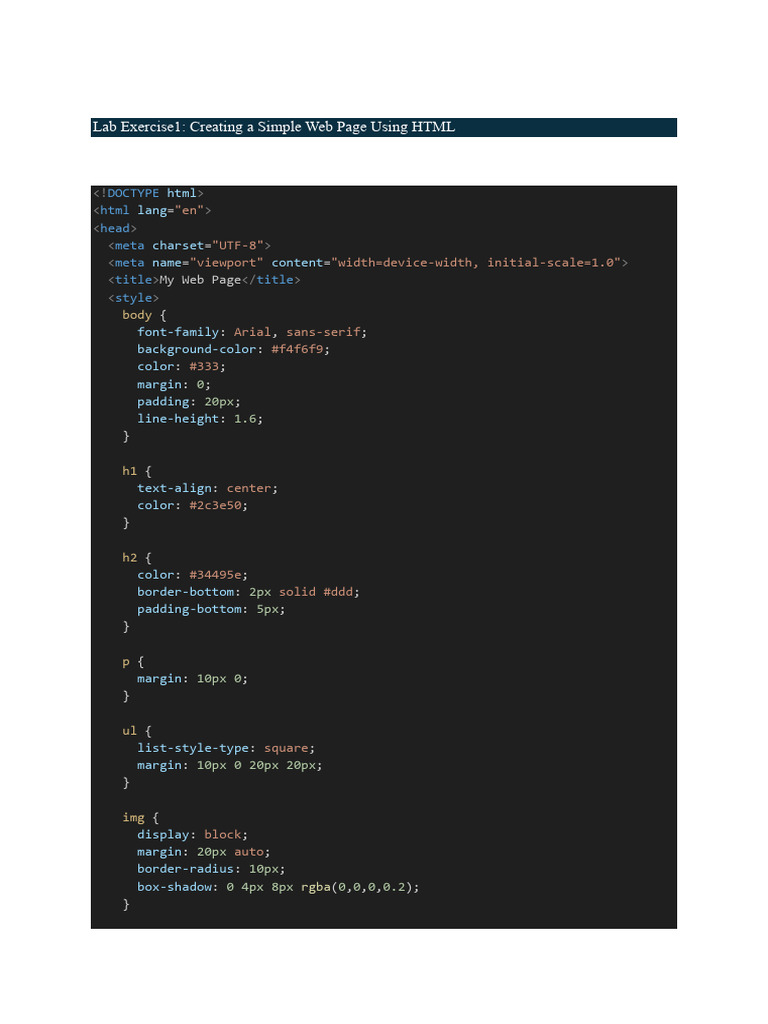 HTML Web Page Creation Exercise | PDF | Websites | World Wide Web