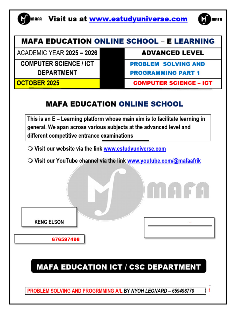 Problem Solving and Programming - 090502 | PDF | Programming | Computer Program