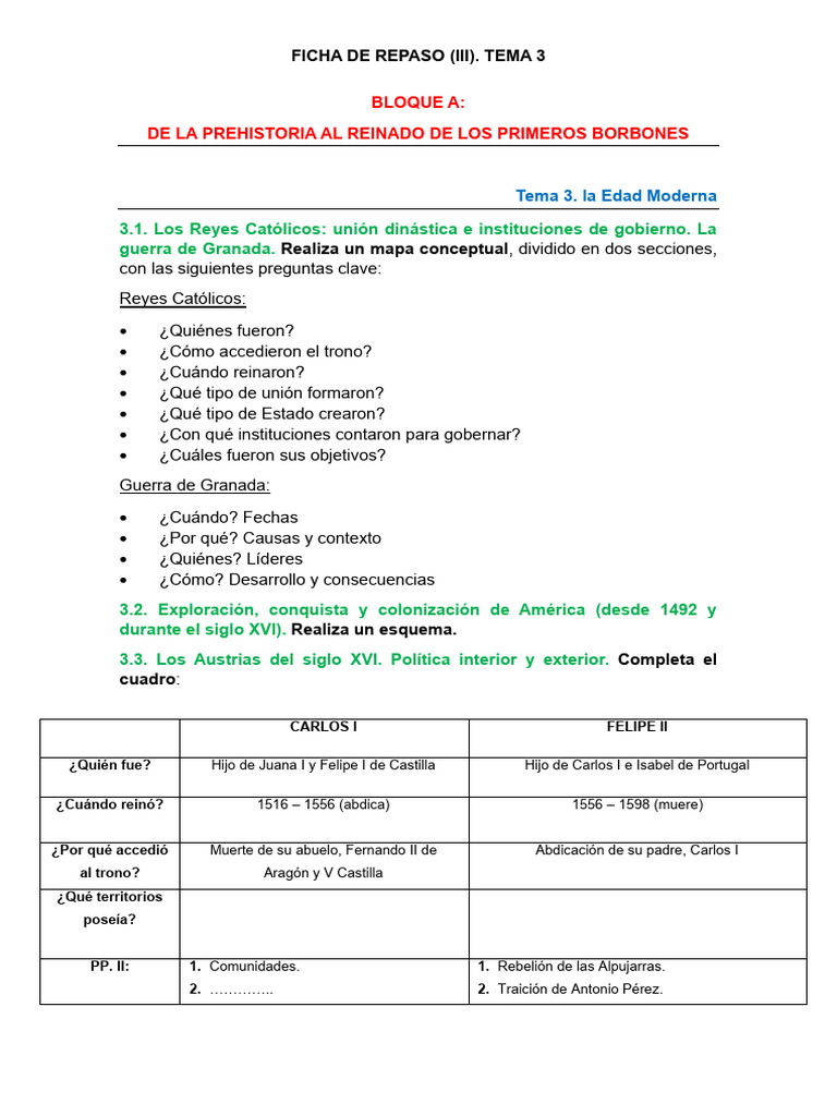 Tema 3 Edad Moderna 2 | PDF | Imperio español | Europa