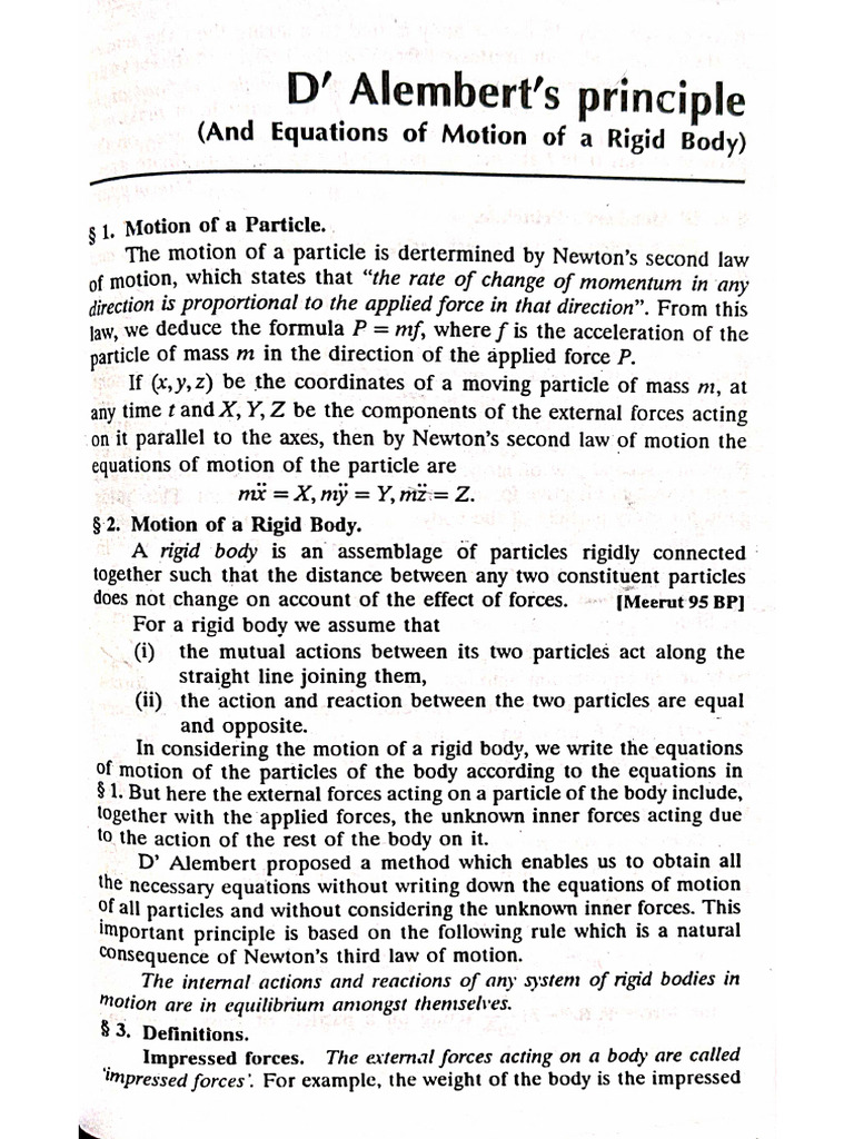 D'Alemberts Principle | PDF