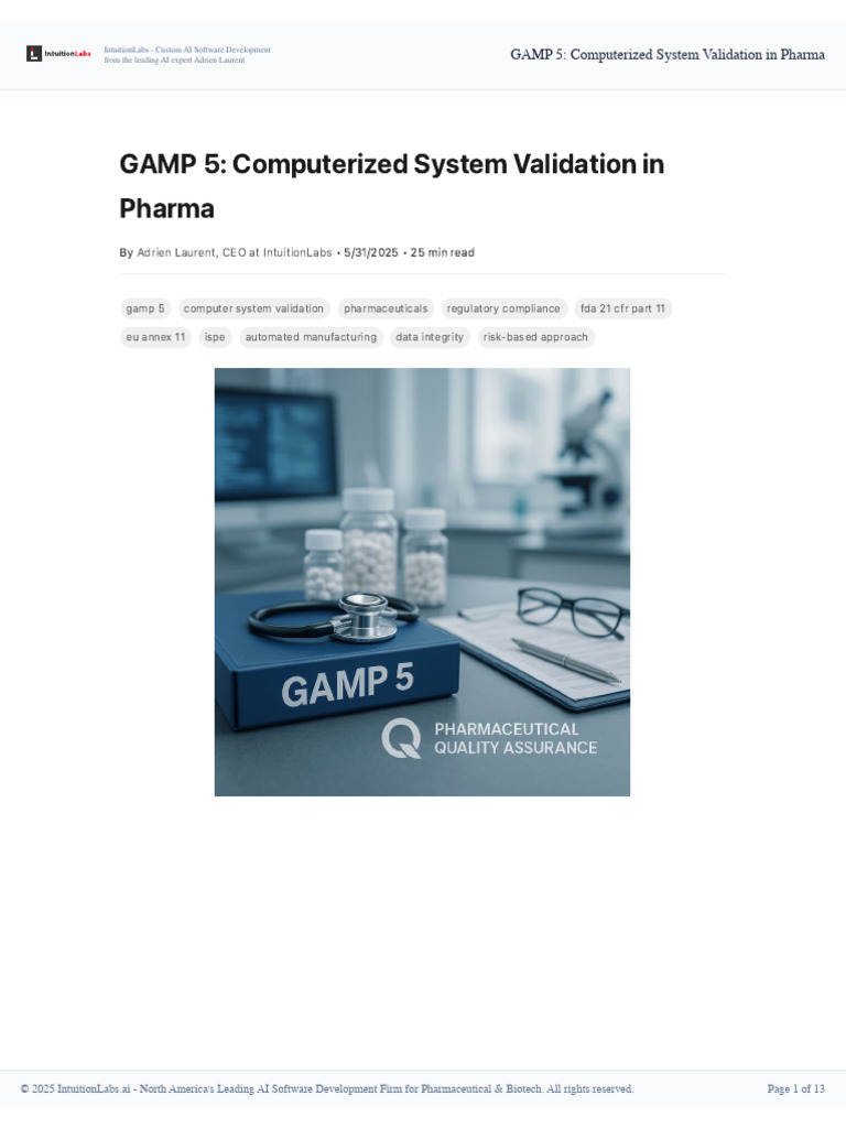 GAMP 5 Validation in Pharma Explained | PDF | Verification And ...