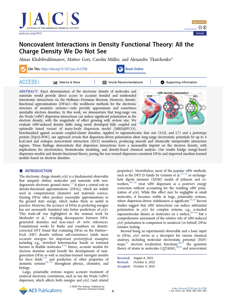 Noncovalent Interactions in DFT Analysis | PDF | Density Functional ...
