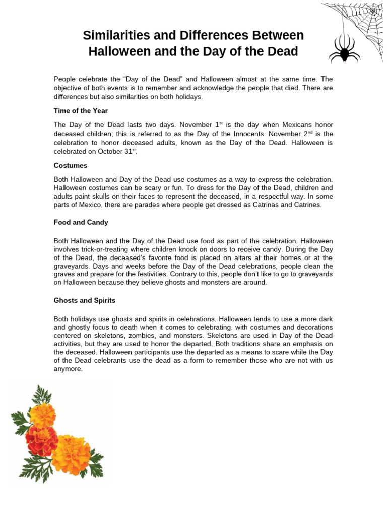 Similarities and Differences Day of The Dead and Halloween | PDF ...