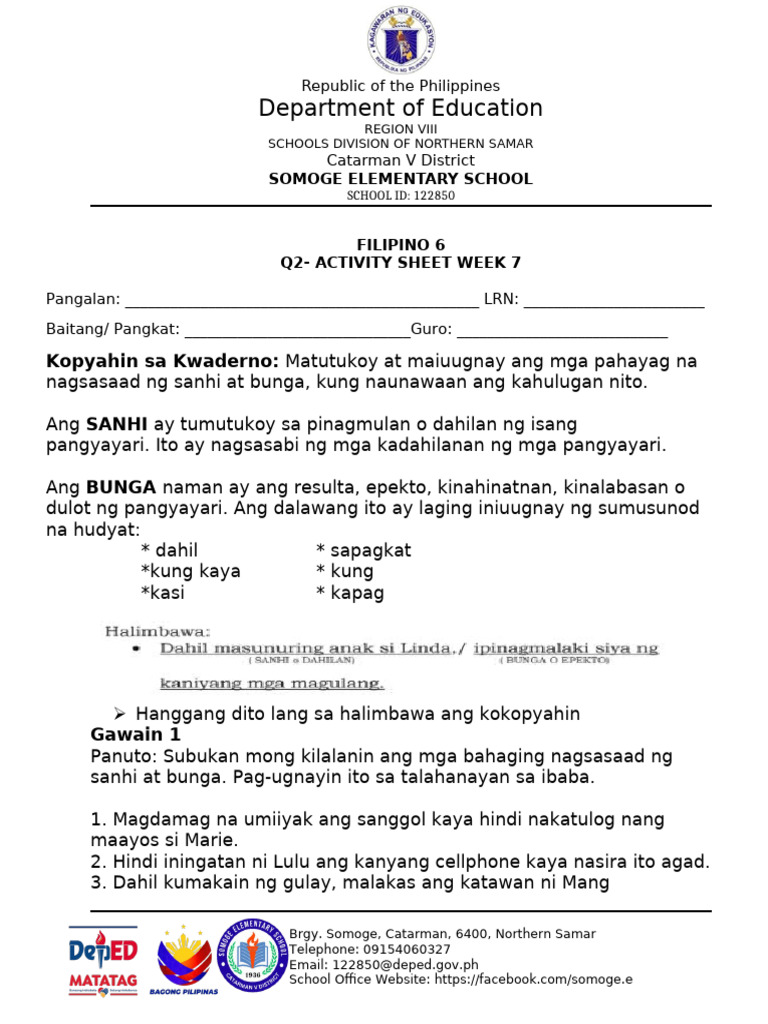FILIPINO 6 Activity Sheet | PDF