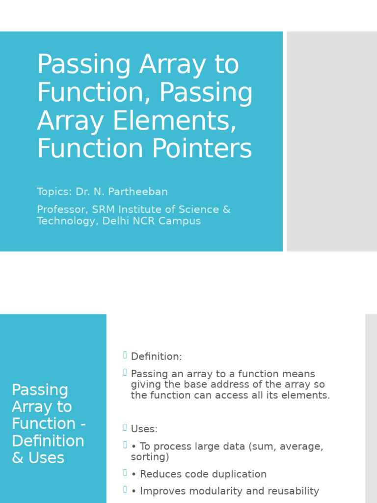 Passing Arrays and Function Pointers Enhanced | PDF | Pointer (Computer ...