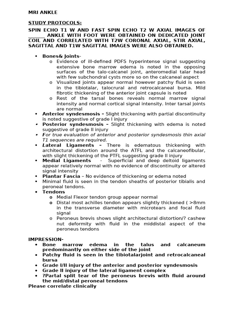 Best Ankle Format With Lateral Ligament ATFL Injury | PDF | Ankle | Lower Limb Anatomy
