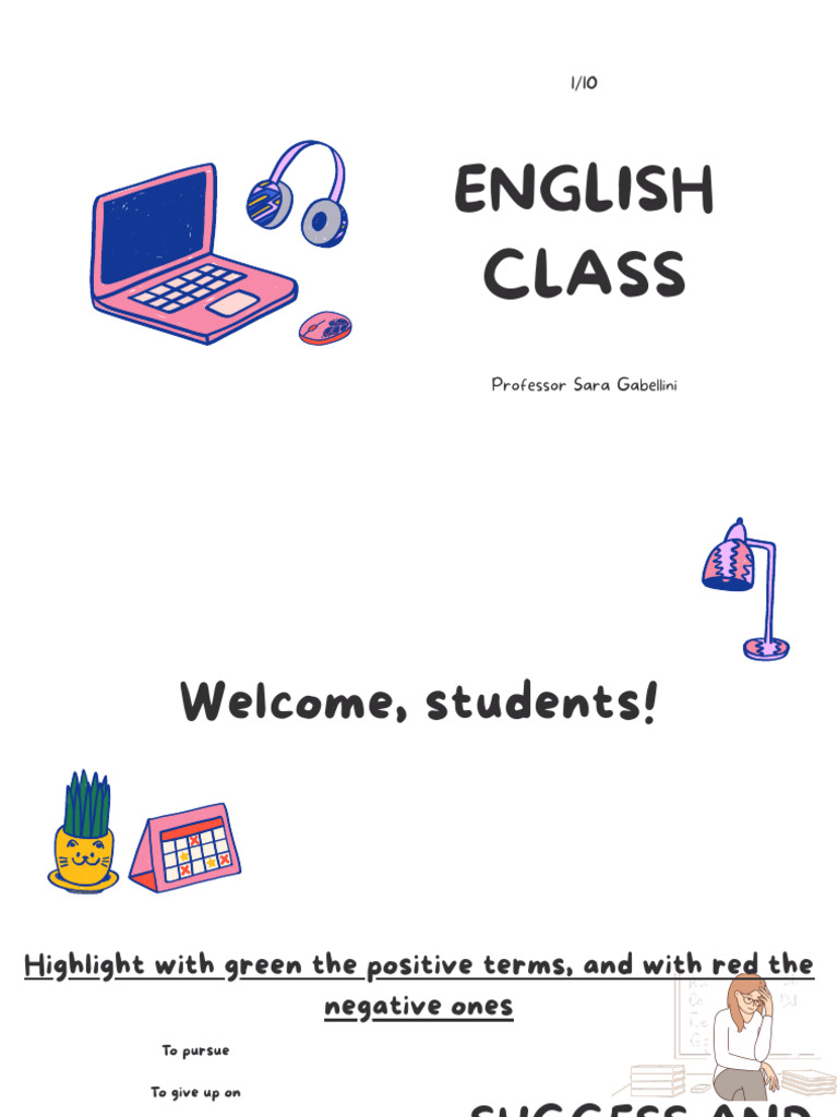 Copia Di White Playful Illustration English Class Presentation | PDF