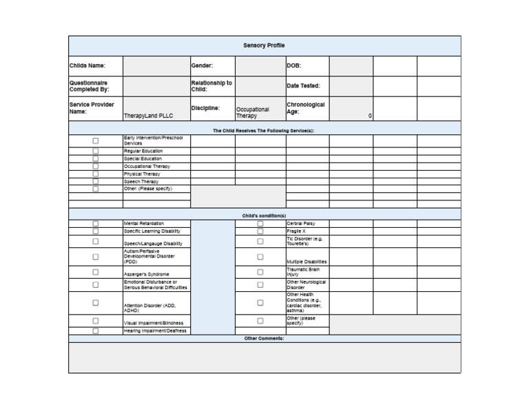Sensory Profile - scoring | PDF | Mental Disorder | Attention Deficit ...