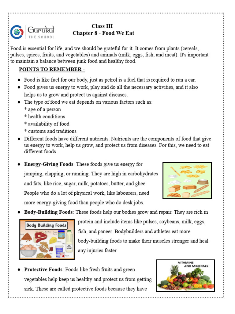 Handout Chapter 8 - Foods We Eat | PDF | Foods | Healthy Diet