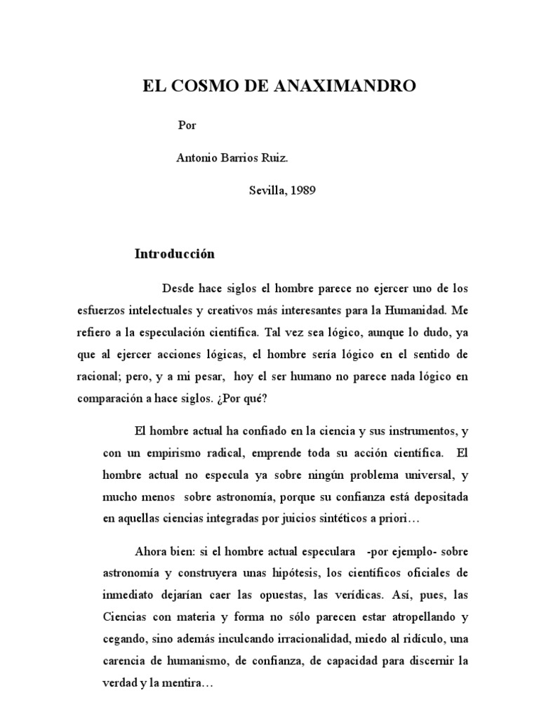 El Cosmos de Anaximandro | PDF | Heliocentrismo | Science