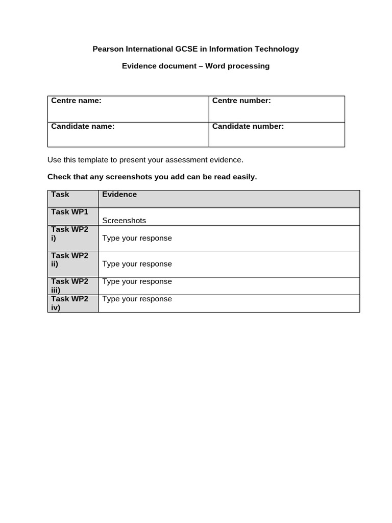 EVIDENCE Word Processing Assignment 12 | PDF