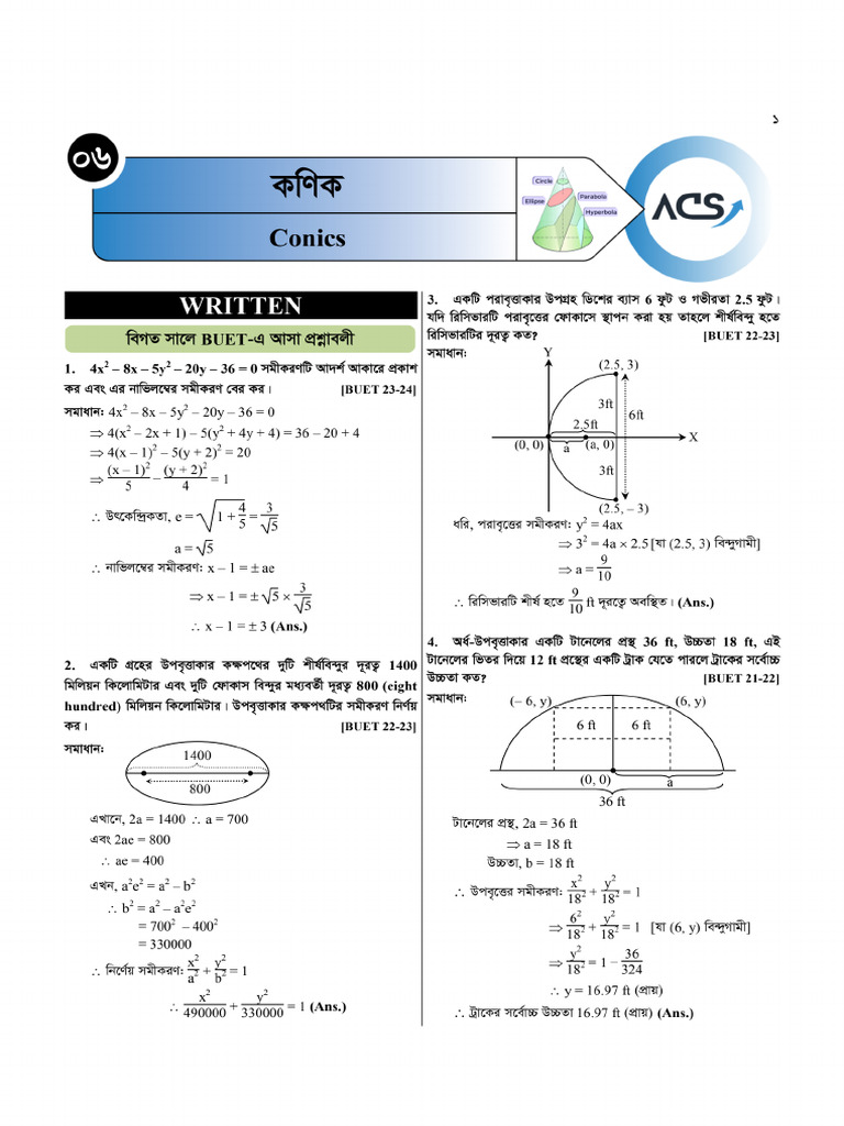 Conics Engineering Practice Sheet Solution | PDF