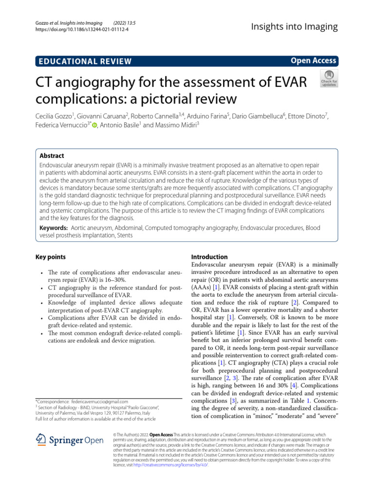 CT Report Template for EVAR Complications | PDF | Interventional ...