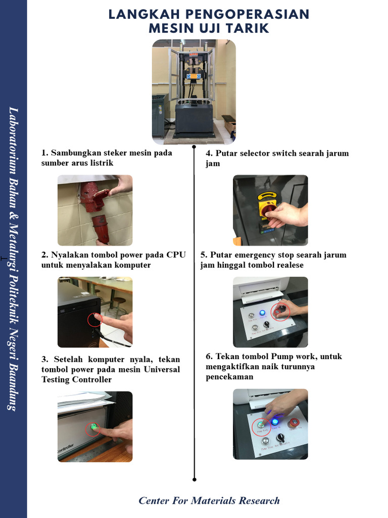 Langkah Pengoperasian Mesin Uji Tarik | PDF