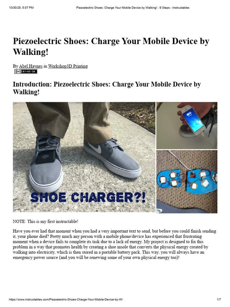 Piezoelectric Shoes - Charge Your Mobile Device by Walking! - 9 Steps ...