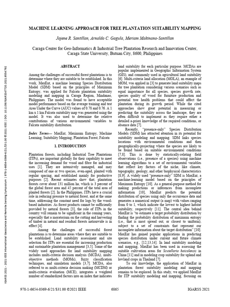 Machine Learning Approach For Tree Plantation Suitability Mapping | PDF ...