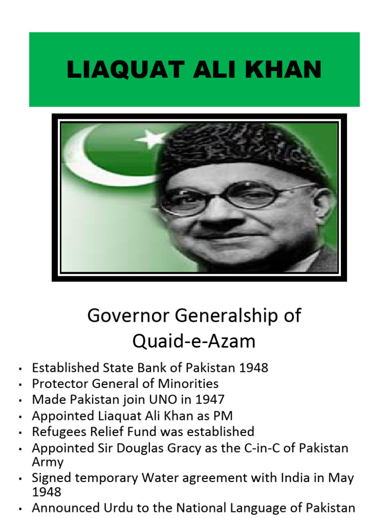 Liaquat Ali Khan's Presentation | PDF | Politics Of Pakistan | Government Of Pakistan