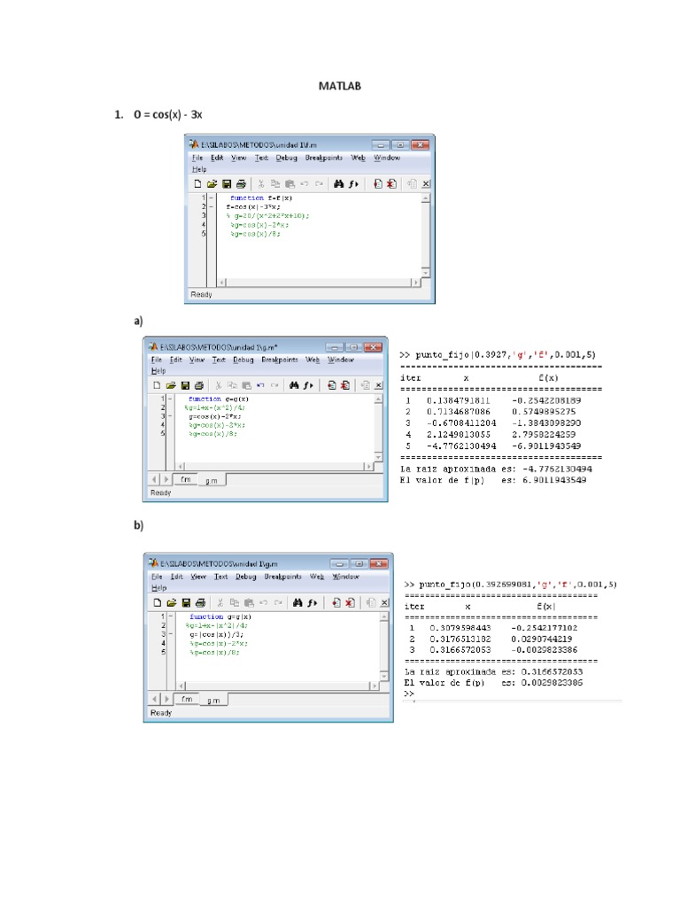 Matlab 1. 0 Cos (X) - 3x | PDF