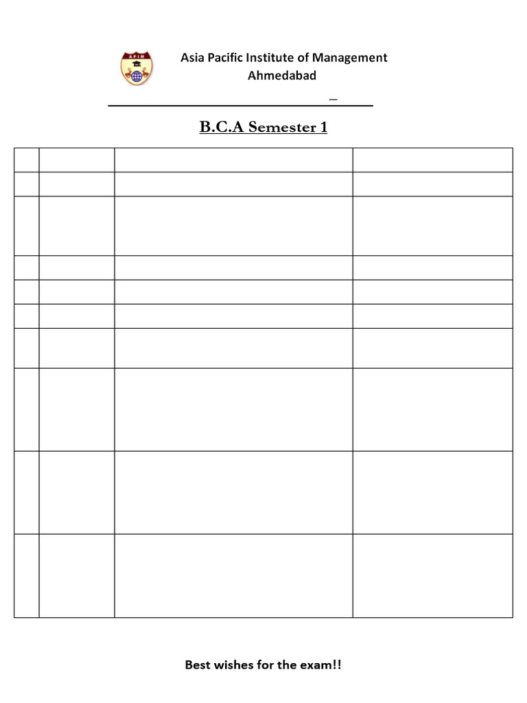 Sem 1 Internal Exam Time Table 2025 | PDF