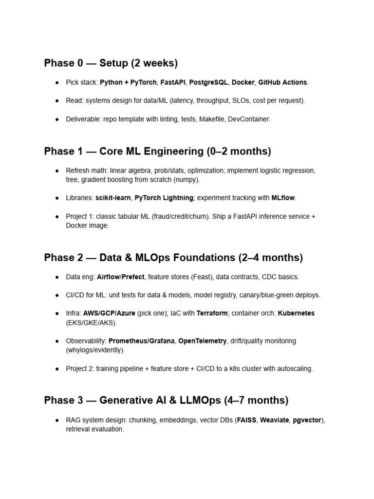 Comprehensive ML Engineering Roadmap | PDF | Computing | Information ...