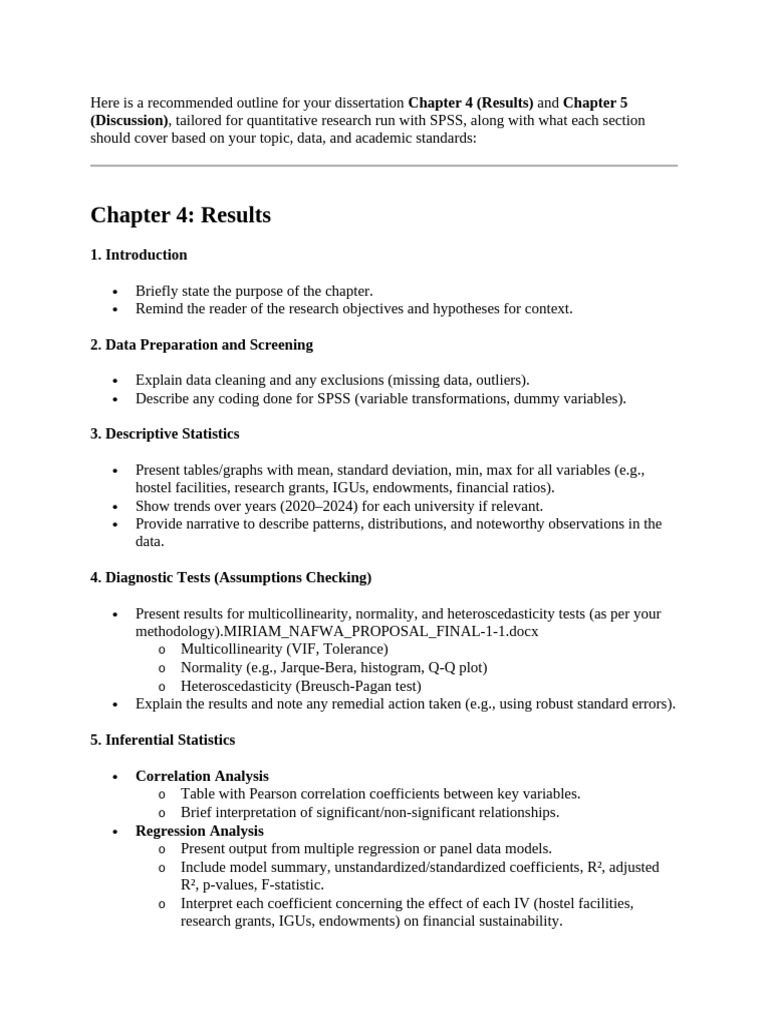 Dissertation Outline for SPSS Results & Discussion | PDF | Statistics ...