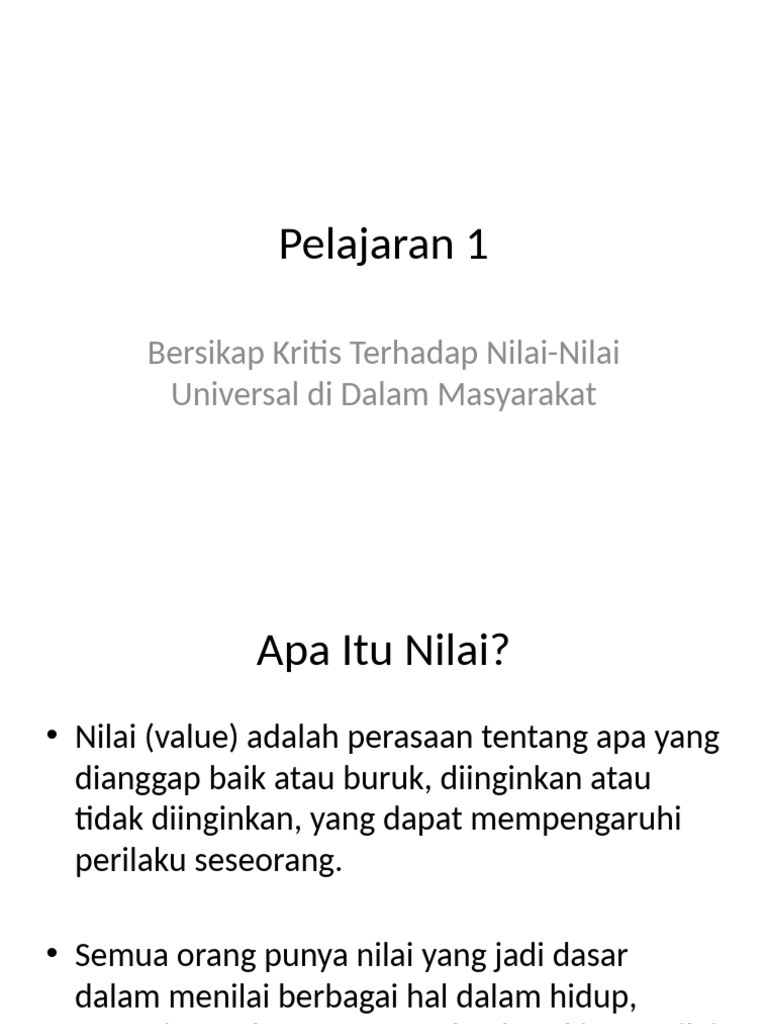 Pelajaran 1 Nilai Universal | PDF