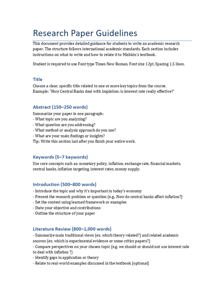 Research Paper Guidelines | PDF | Central Banks | Inflation